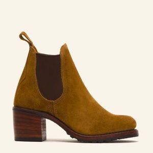 Frye | Shoes | Frye Sabrina Chelsea Tanbrown Suede Moto Block Heel Pull ...